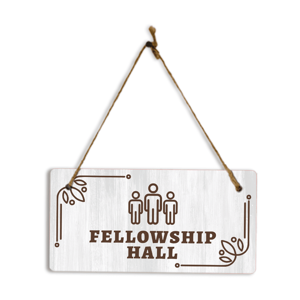 Fellowship Hall 5x10 Hanging Plus Wall or Door Sign | Religious Rustic ...