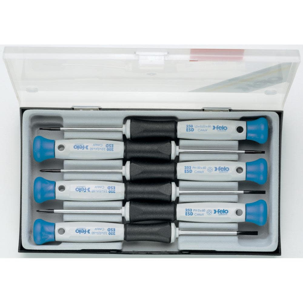 Felo 31848 ESD 6 Piece Precision Slotted & Phillips Screwdriver Set ...