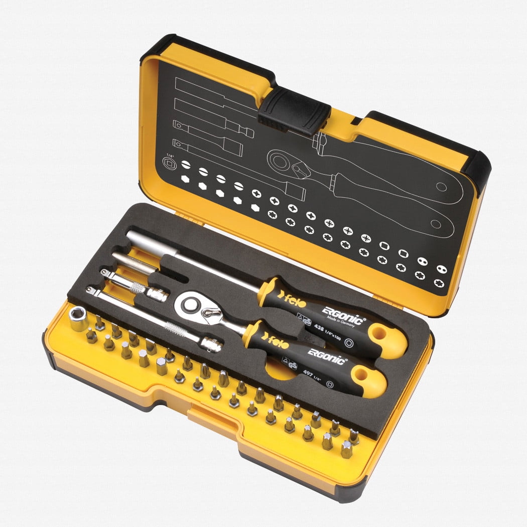 Felo 0715761557 R-Go Screw Driver with Bitholder,1/4" Ratchet Black ...