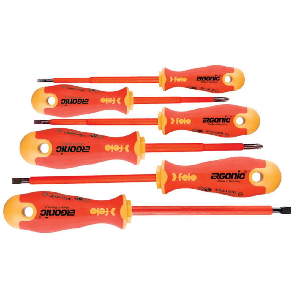 Felo Ergonic Insulated 6 Piece Slotted & Phillips Screwdriver Set ...