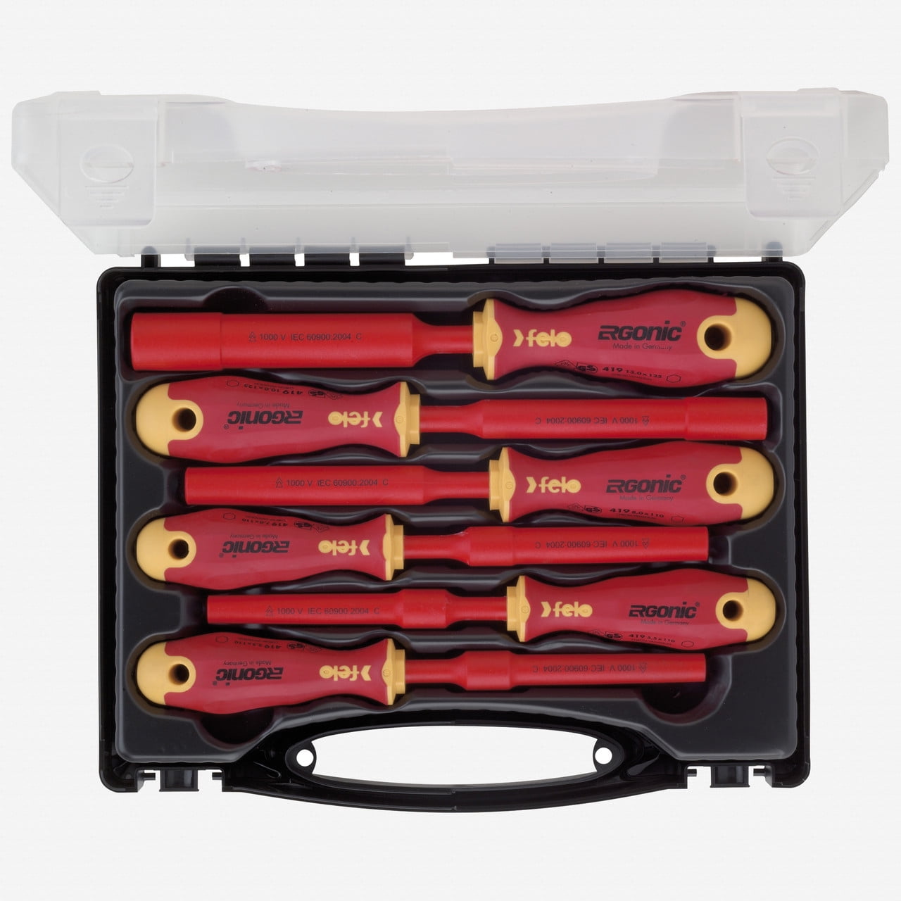 Felo Ergonic VDE Insulated M-Tec Metric Nutdriver Set, 5.5 - 13 mm, 6 ...