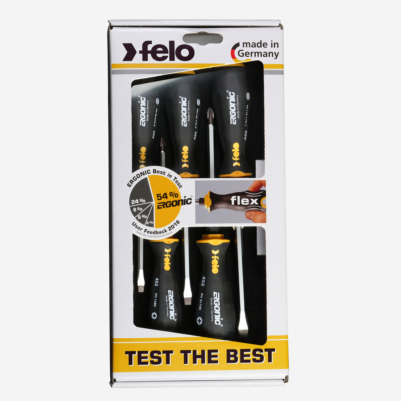Felo Ergonic with Striking Cap Slotted & Phillips Screwdriver Set, 5 ...