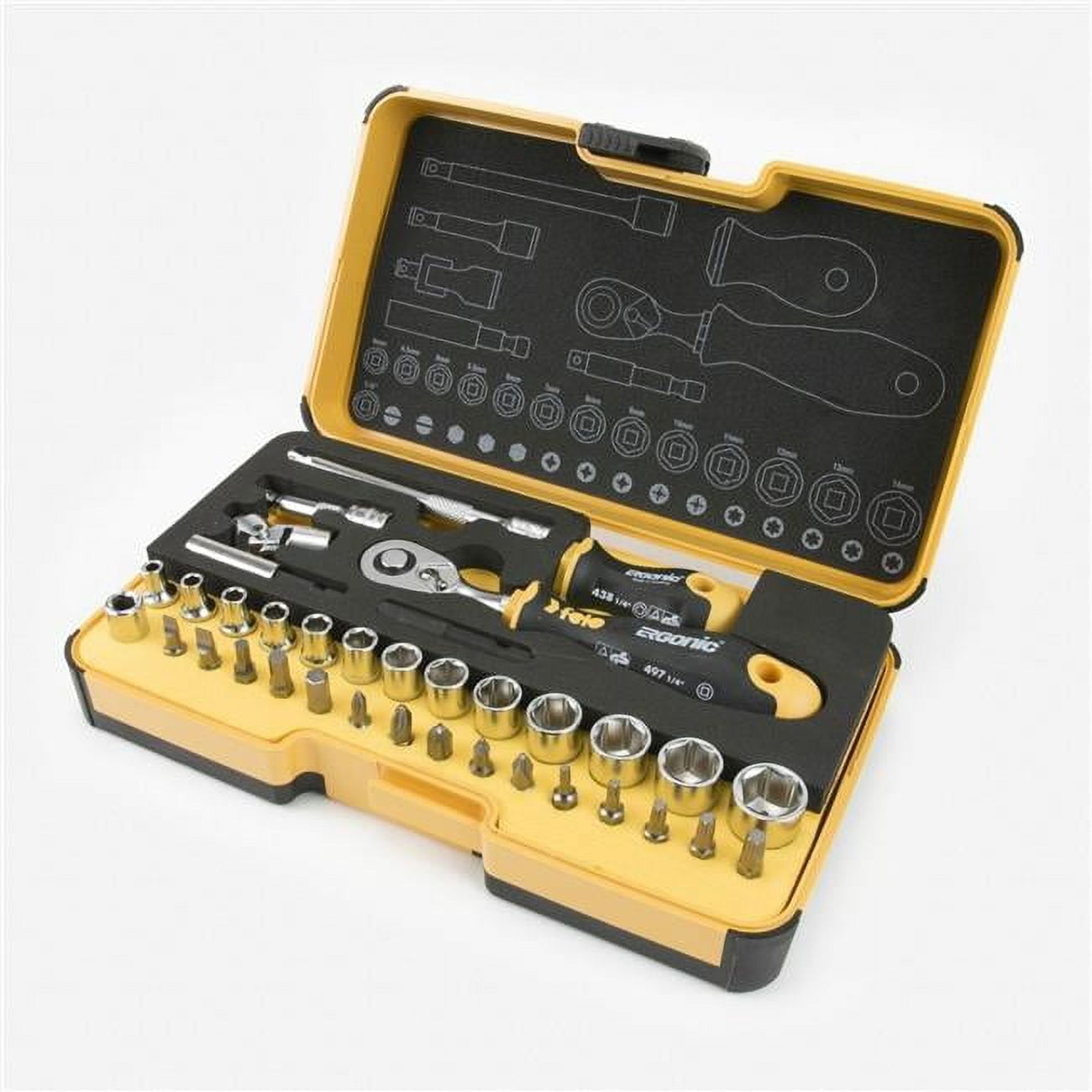 Felo Felo R-GO XL 36 piece Box Sockets, Bits Ergonic Ratchet, Metric ...
