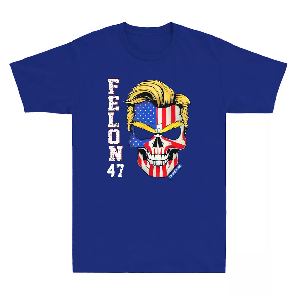 Felon 47 Horror Skull Pattern Convicted 34 Landslide Vintage Men's T ...