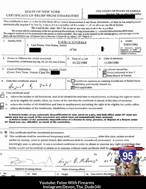 Felon Gun Rights Restoration North East Region: Includes South West ...
