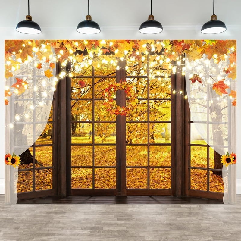 Felortte 10x8FT Fall Windowsill Backdrops for Photography Autumn Forest ...