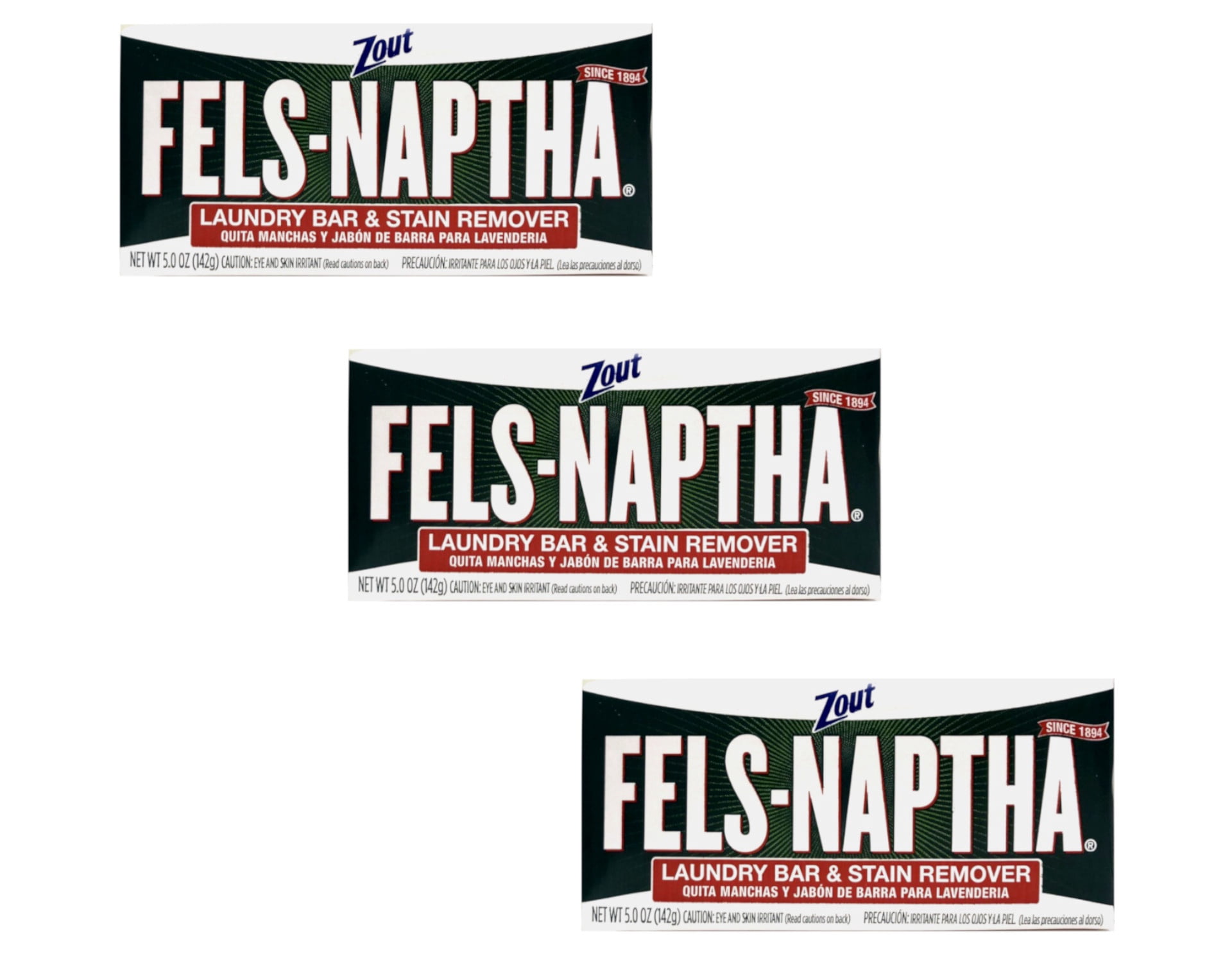 Fels Naptha Laundry Soap Bar & Stain Remover, 5.0 Oz per bar - Pack of ...