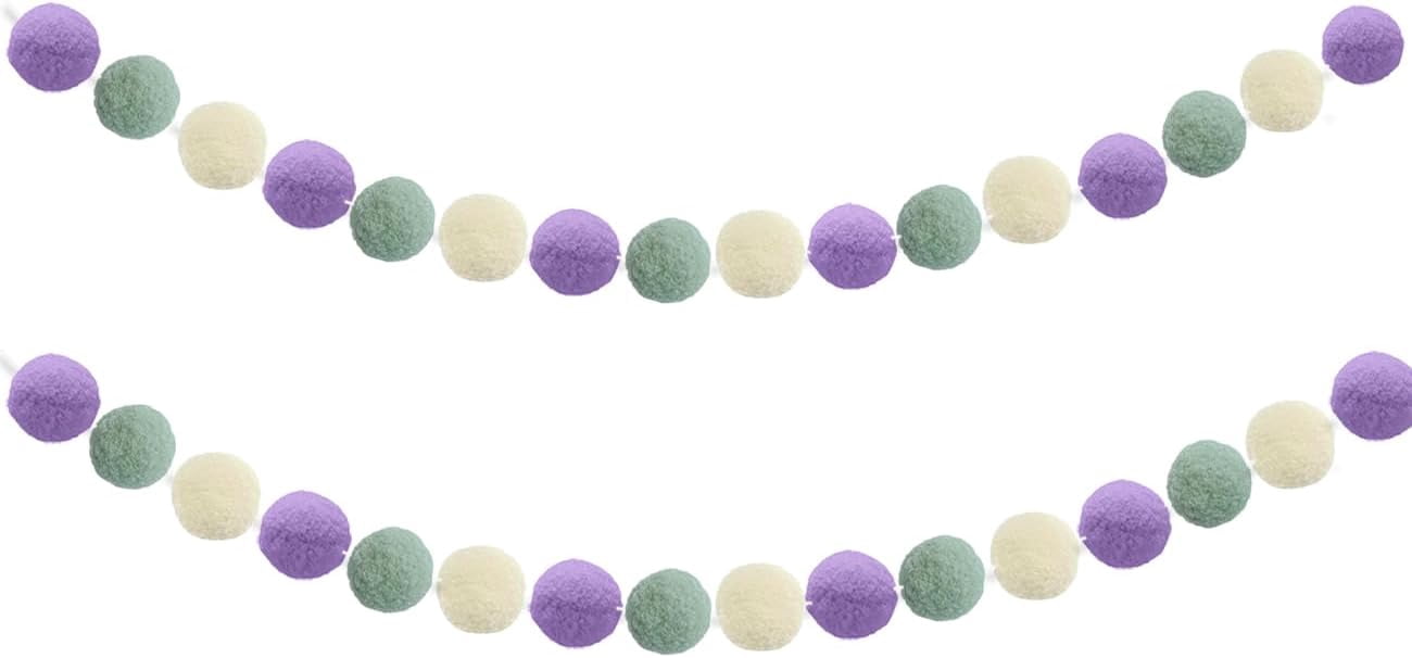 Felt Ball Garland Sage-Green Purple - 2-Pack 1.2 Inch Lavender Lilac ...