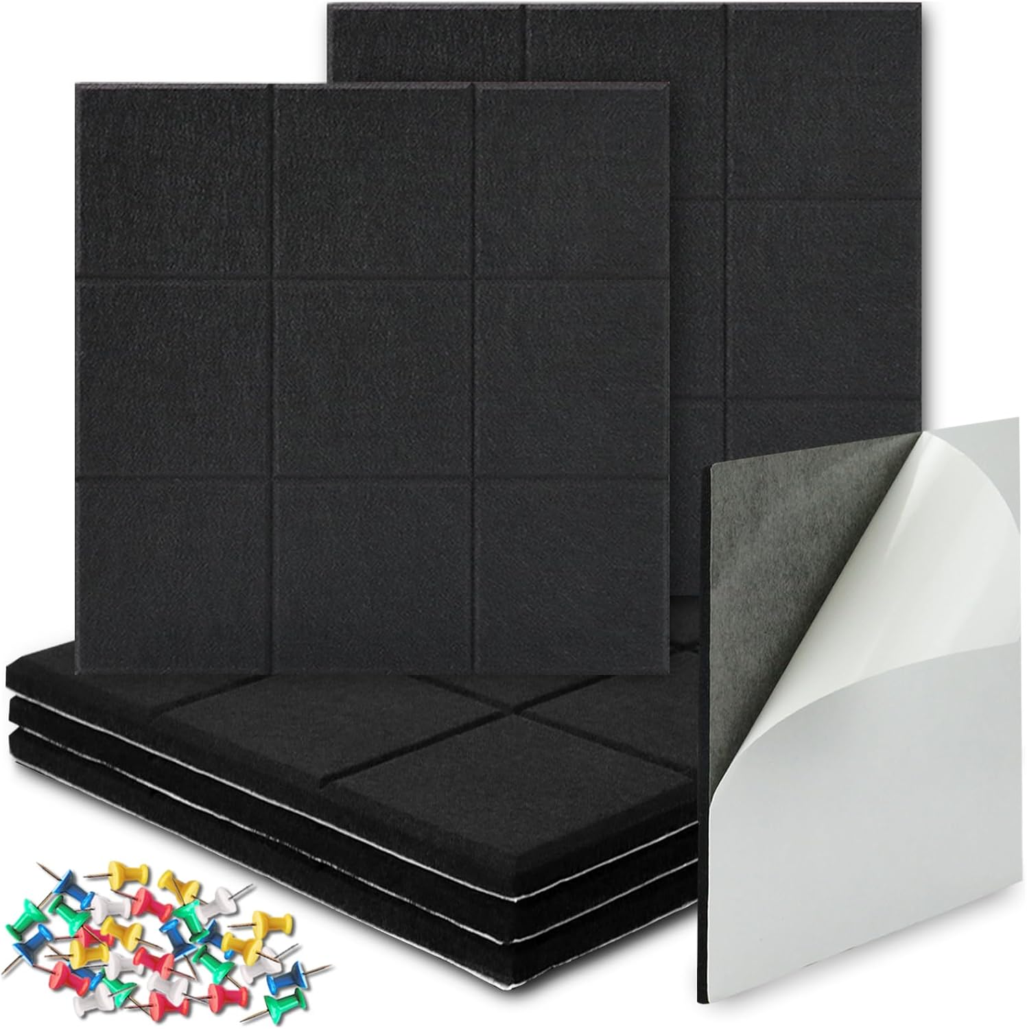 Felt Bulletin Board - 12 X 12 X 3/8 Inches 6 Pcs Self-Adhesive Poster ...