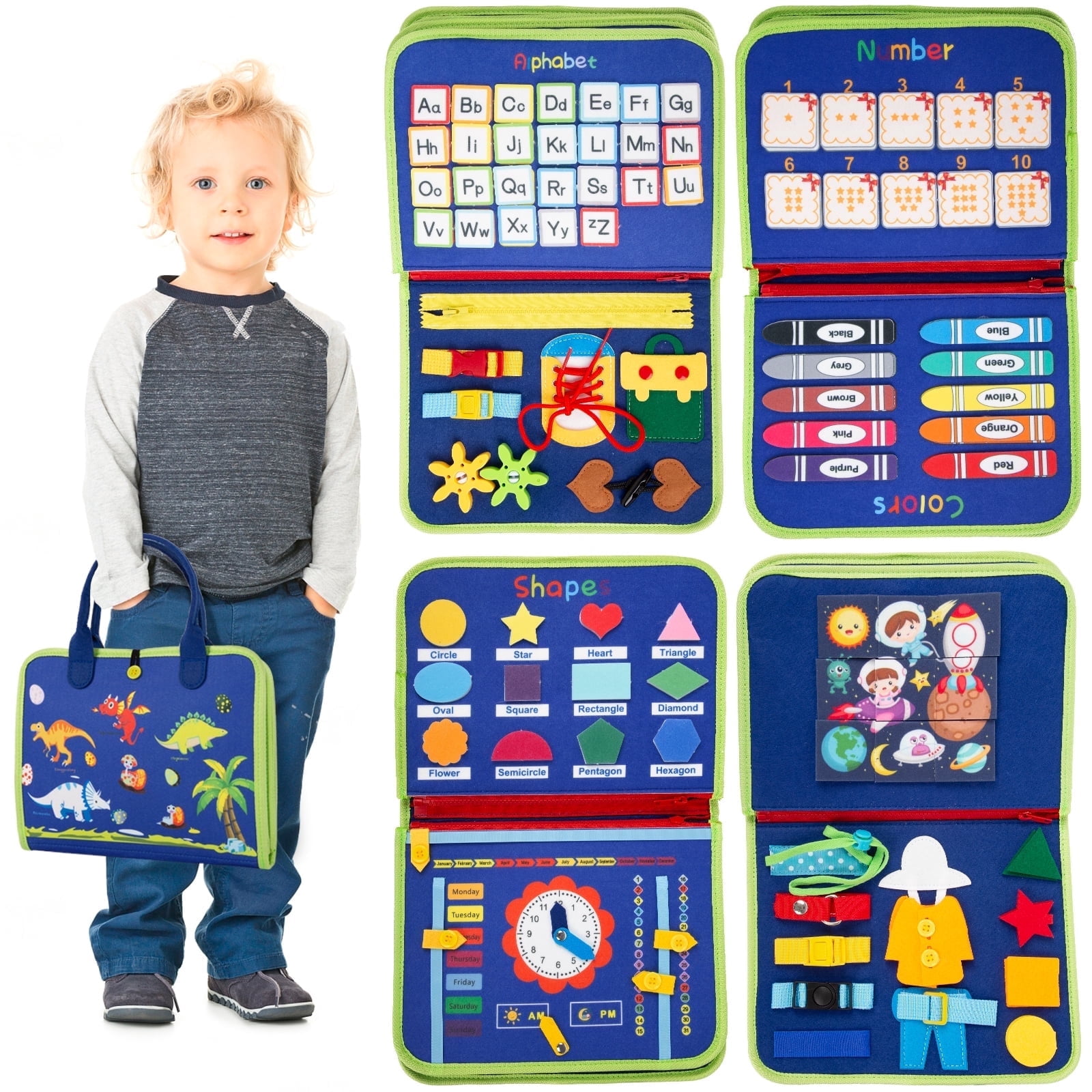 Airhive Felt Busy Board, Fun Learning Toy for Kids 1-6 Years ...