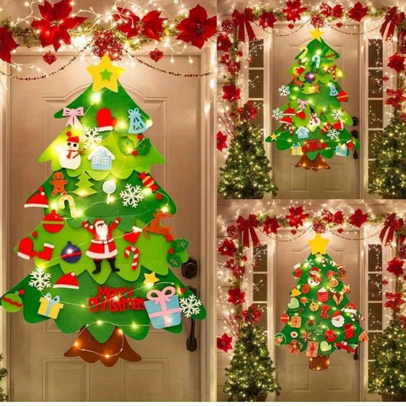 Felt Christmas Tree Set with Lights - Safe No-Electric Decor, Portable ...