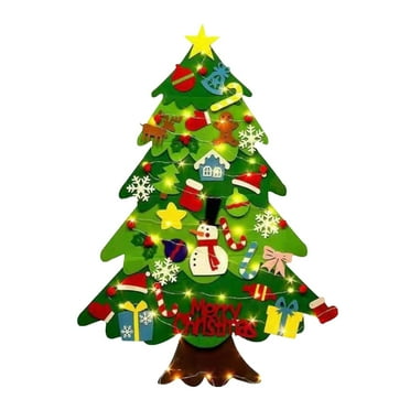 DIY Felt Christmas Tree Set for Toddlers Kids with Led String Light ...