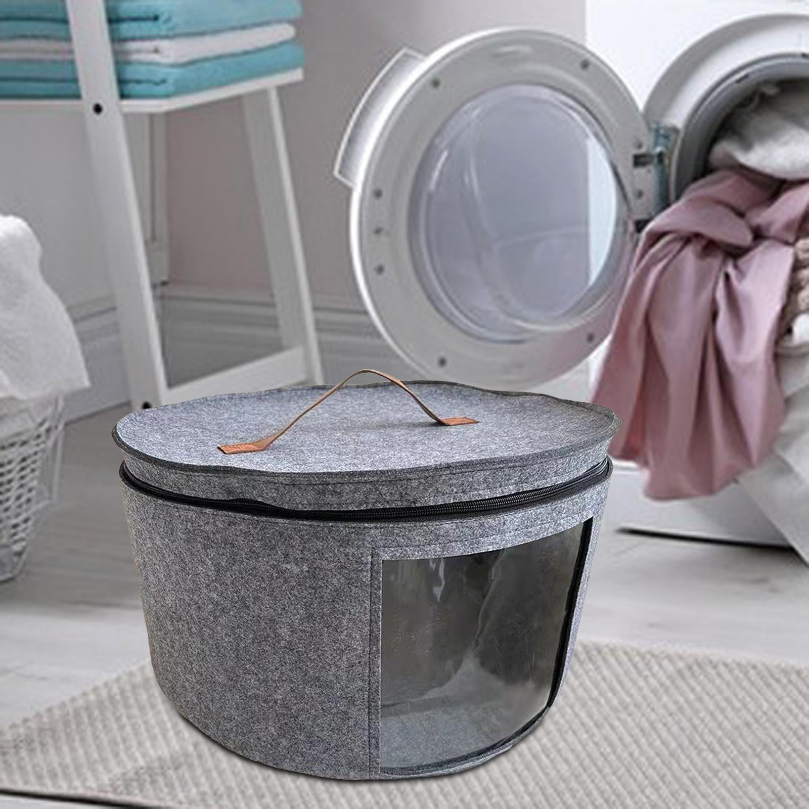 Felt Cloth Storage Bucket with Dust Lid Foldable large Visible Window ...
