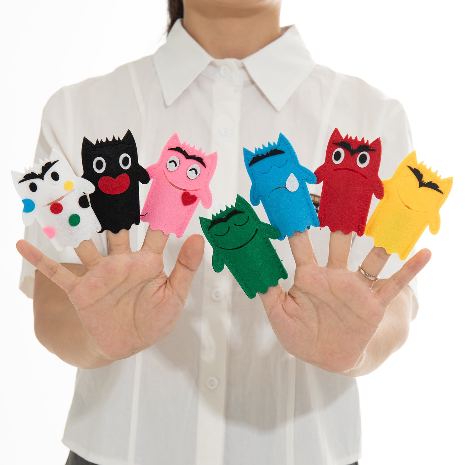 Felt Color Emotions Monster Finger Puppets, 7PCS Feeling Sorting for ...