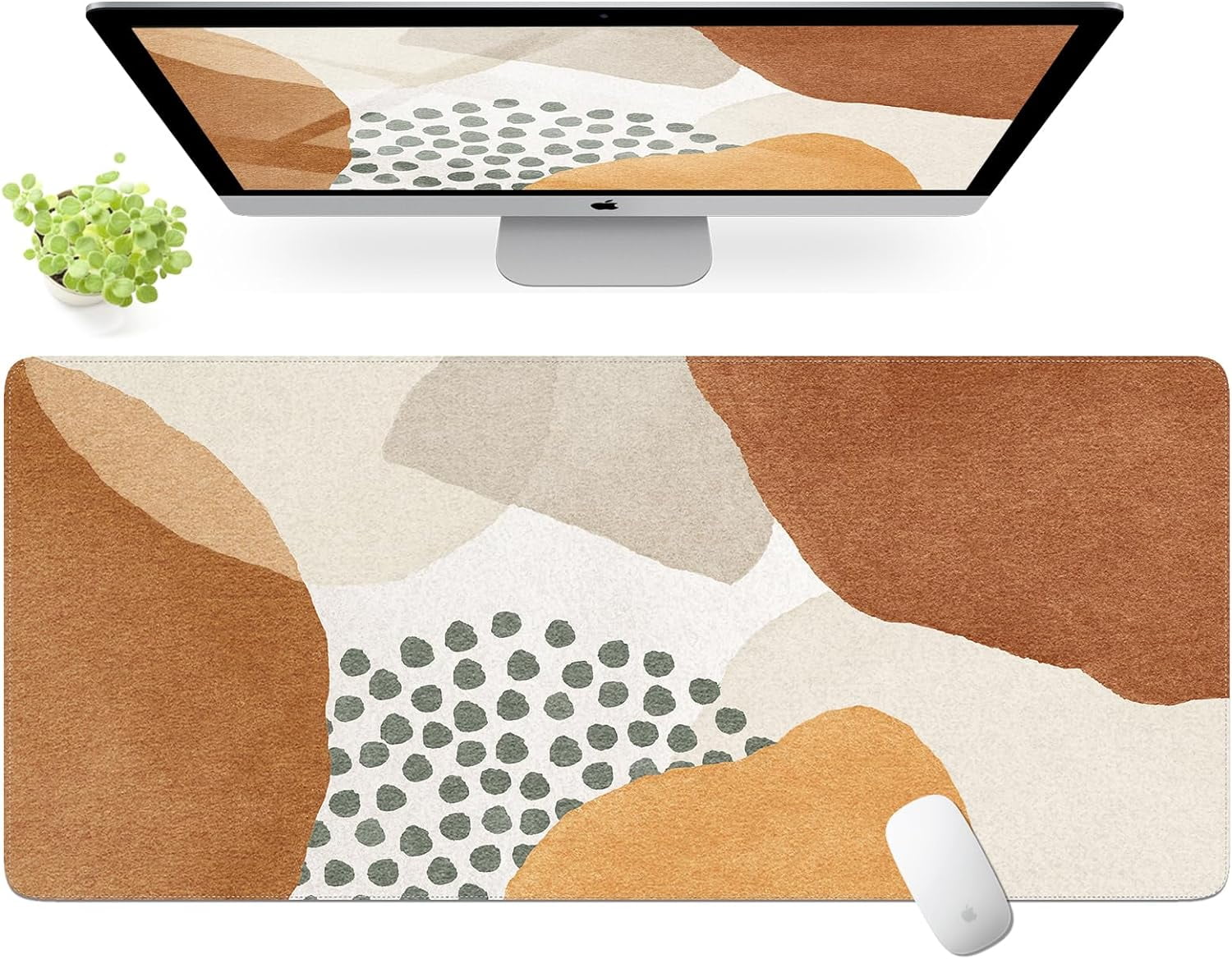 Felt Desk Mat, No Bad Smell Felt Mouse Pad with Stitched Edges, Boho ...