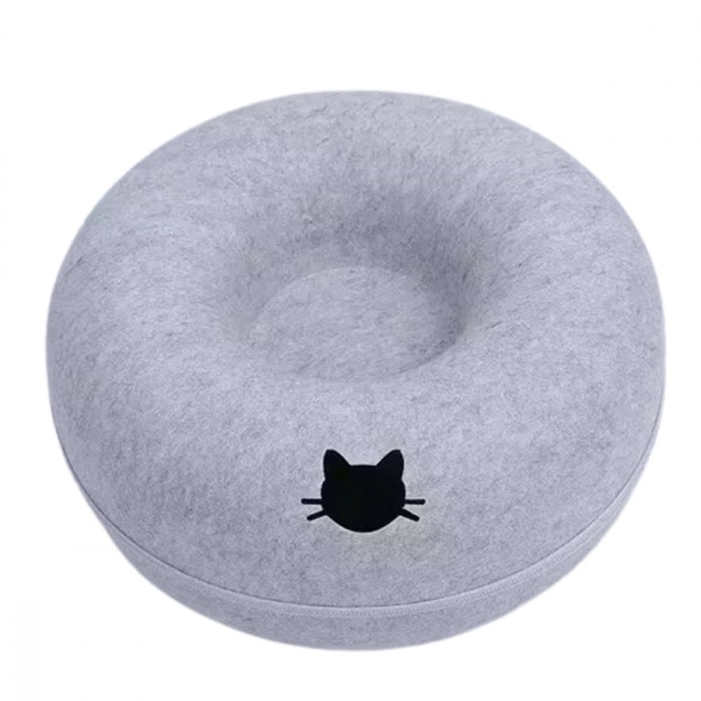 Felt Donut Bed for Cats & Dogs - With Breather Hole, 2-in-1 Tunnel ...