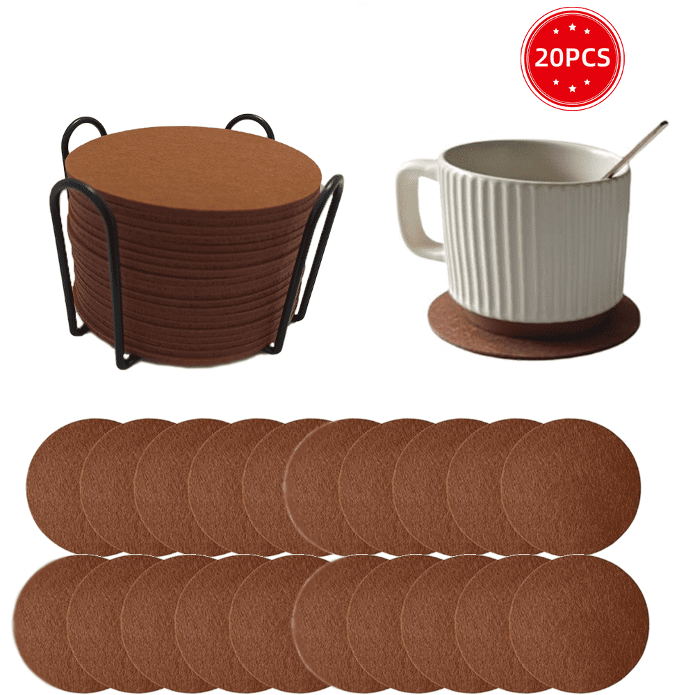 Felt Drink Coasters, 20 Piece Drink Coasters with Coaster Holder, Drink ...