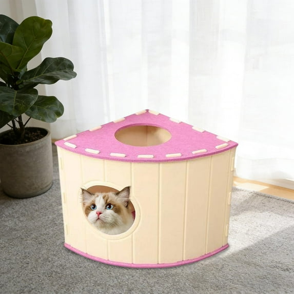 Felt Enclosed Cat Bed, Scratch Resistant Pet Sleeping Pod with ...