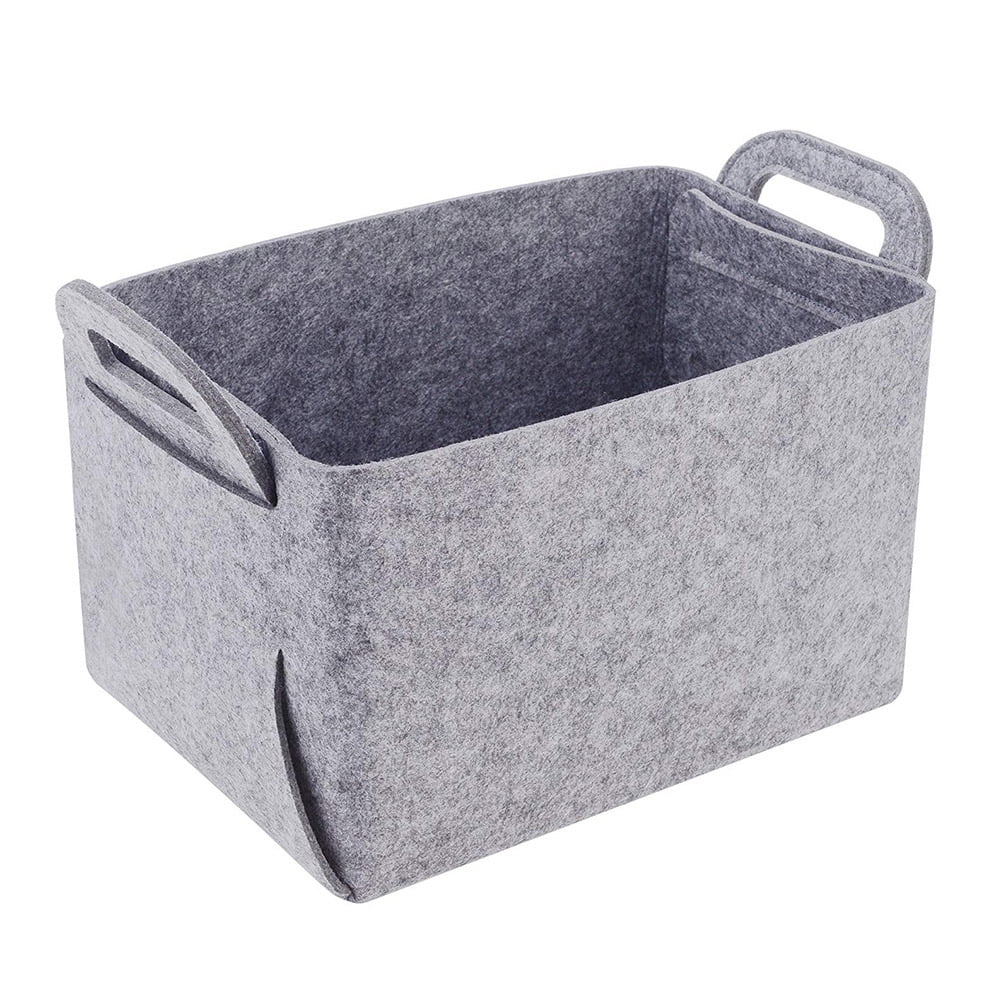 Felt Foldable Storage Basket with Carry Handles, Toy Storage Box Book ...