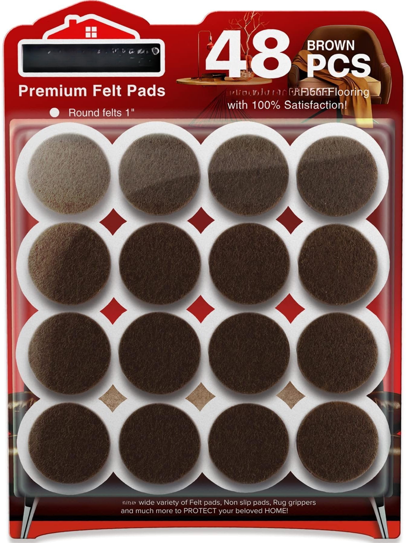 Felt Furniture Pads - 48 Floor Protector Chair Felts for Floors ...
