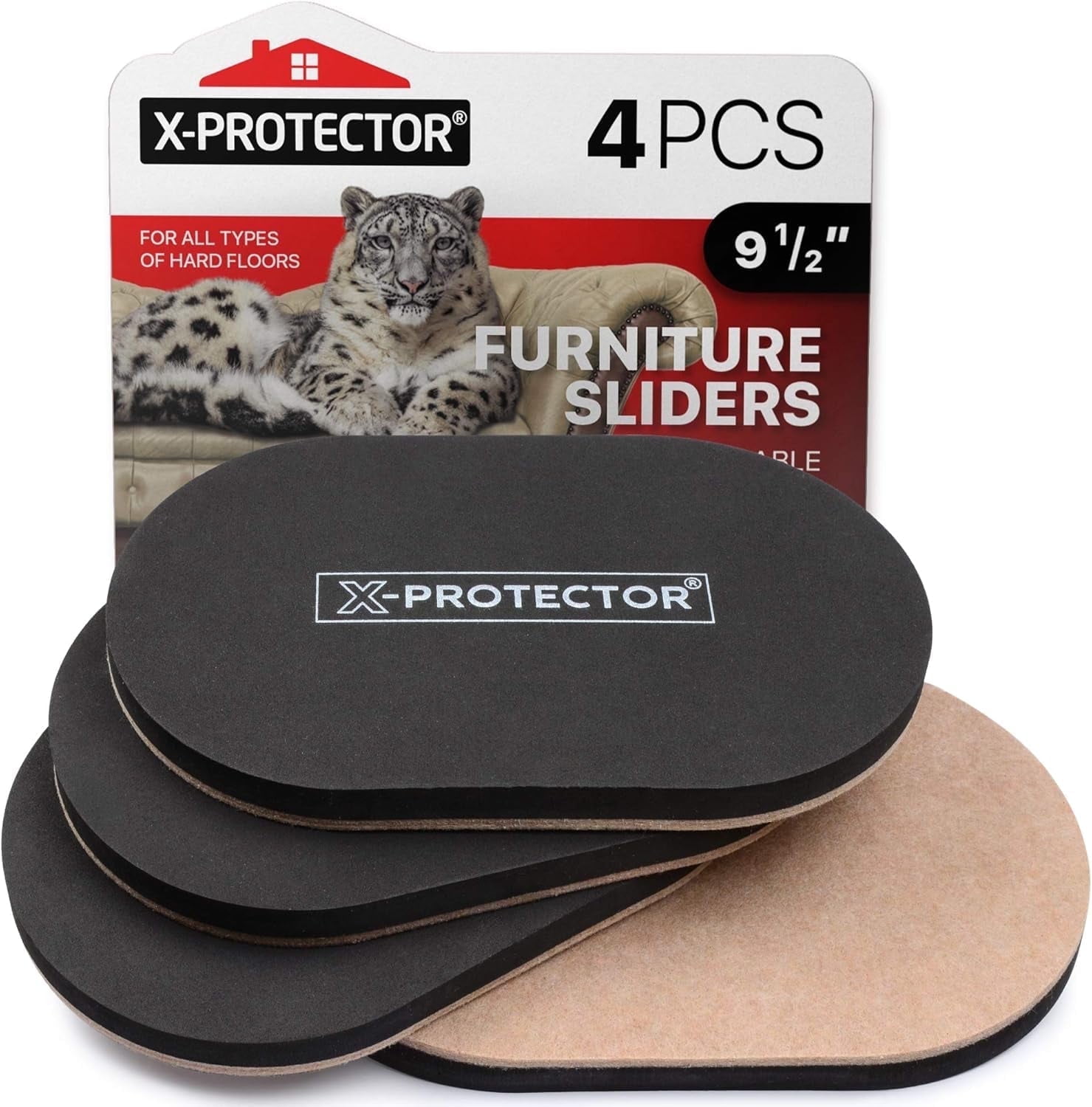 X-Protector Felt Sliders for Hardwood Floors - 4 Pcs 9 1/2 X-Protector Felt Sliders for Hardwood Floors - 4 Pcs 9 1/2