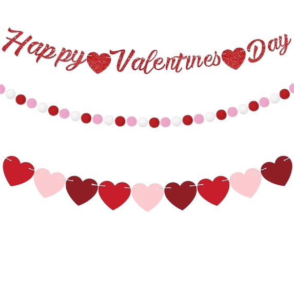 Felt Heart Garland, Pre-Strung Heart Banner, Love Theme Garland, Party ...