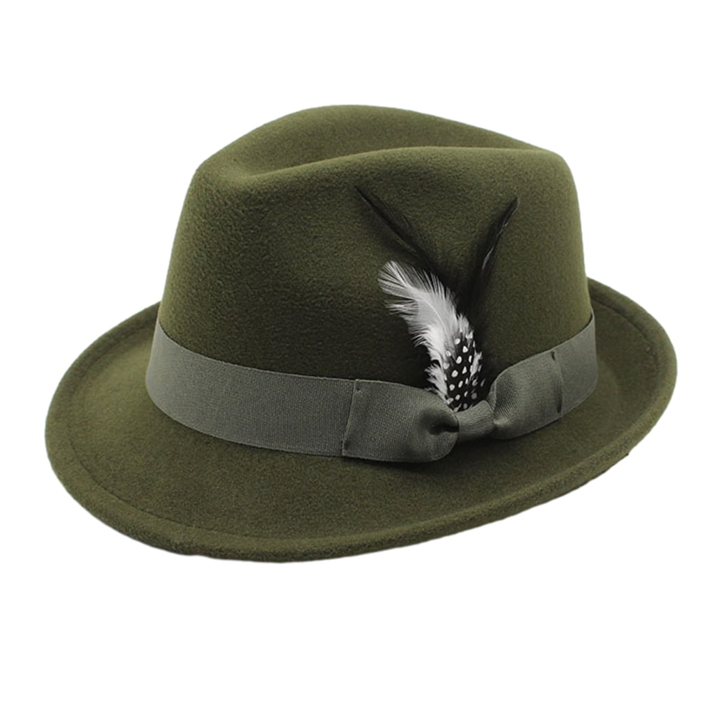 Felt JazzCap Flat Top Hat HippiesCap Fedora Teens Stage Show Headwear ...