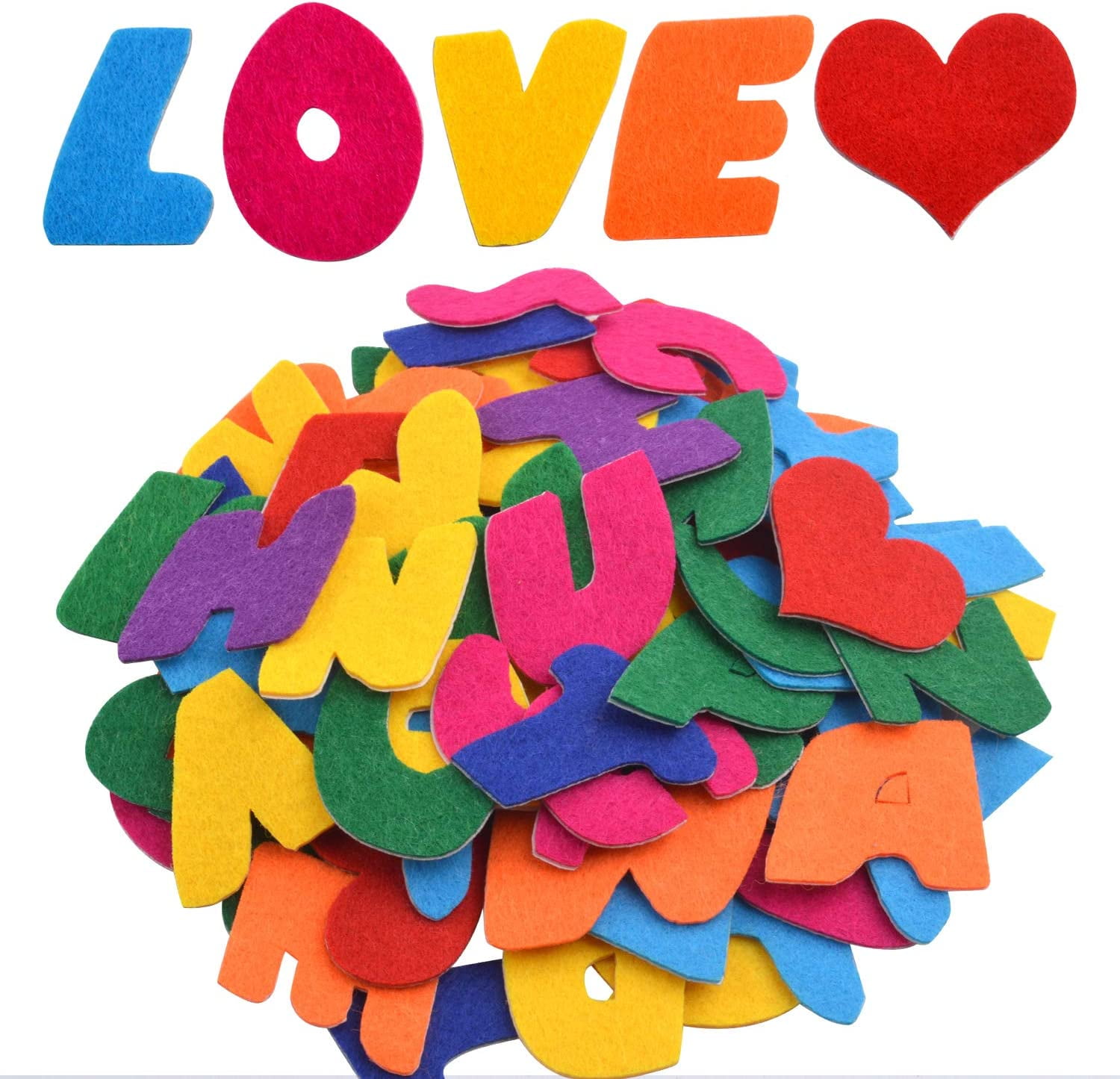 Felt Letter Stickers, 104 pcs Assorted Colors Self-Adhesive Letters ...