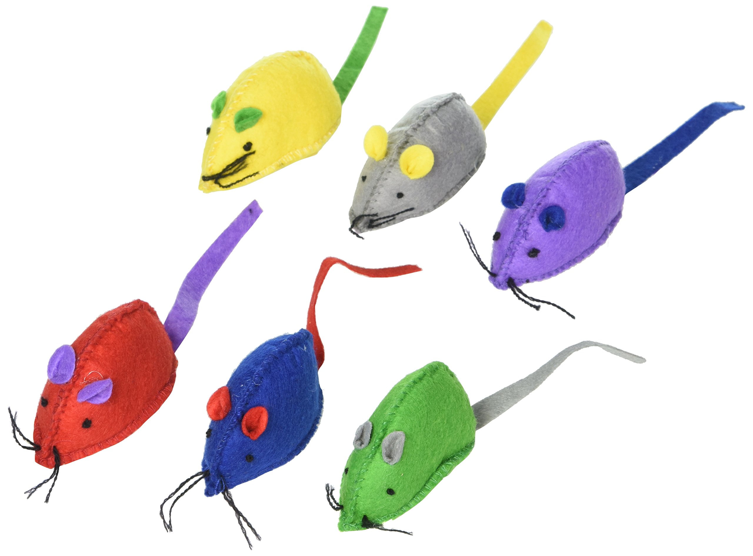 Felt Mice Catnip Toy | Soft, Colorful Multipack Interactive Cat Toy For Indoor Cats | Includes ...