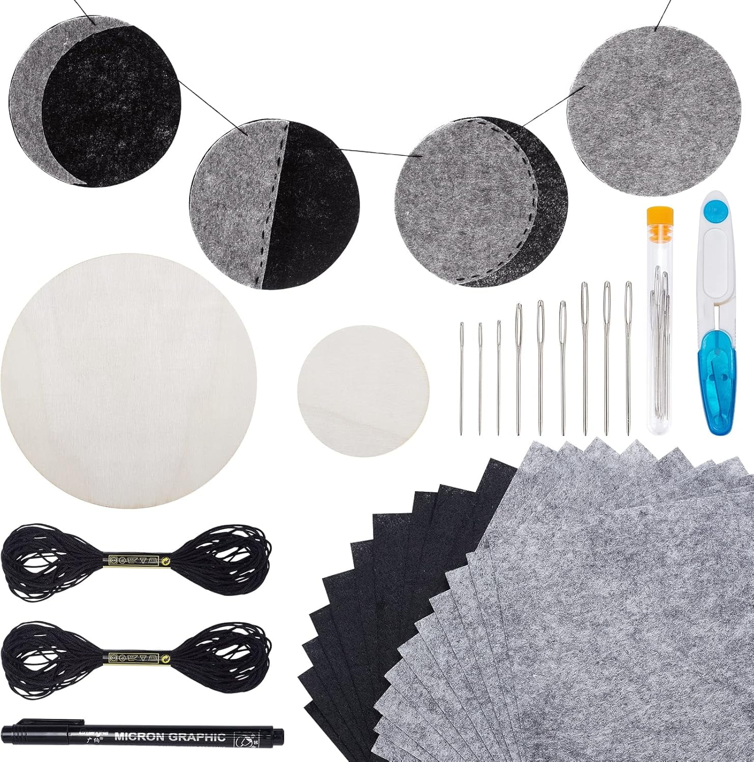 Felt Moon Phase Banner Phases of The Moon Sewing Moon Phase Wall ...