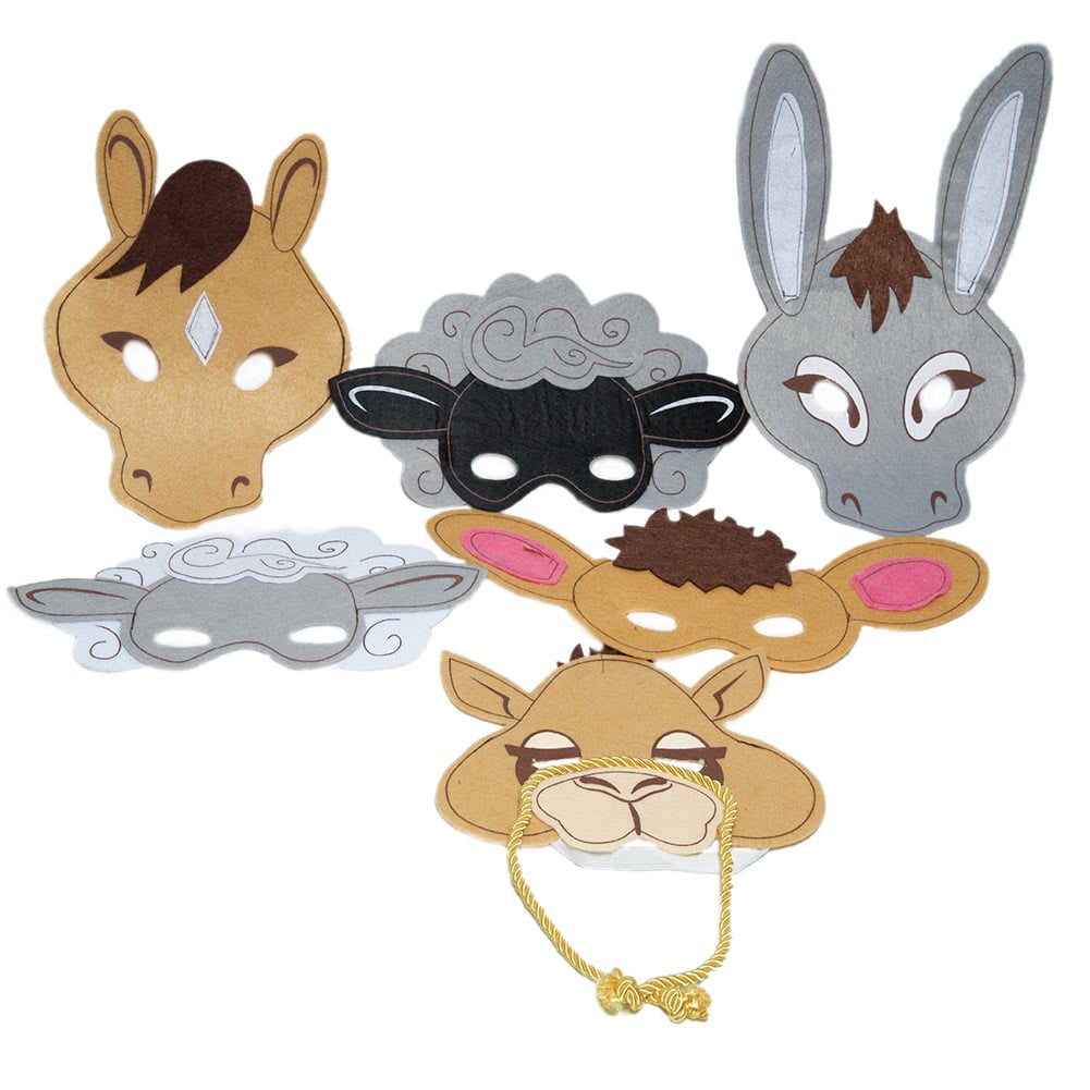 Felt Nativity Animal Masks - Christmas Manger Costumes Set - 6 Pieces ...