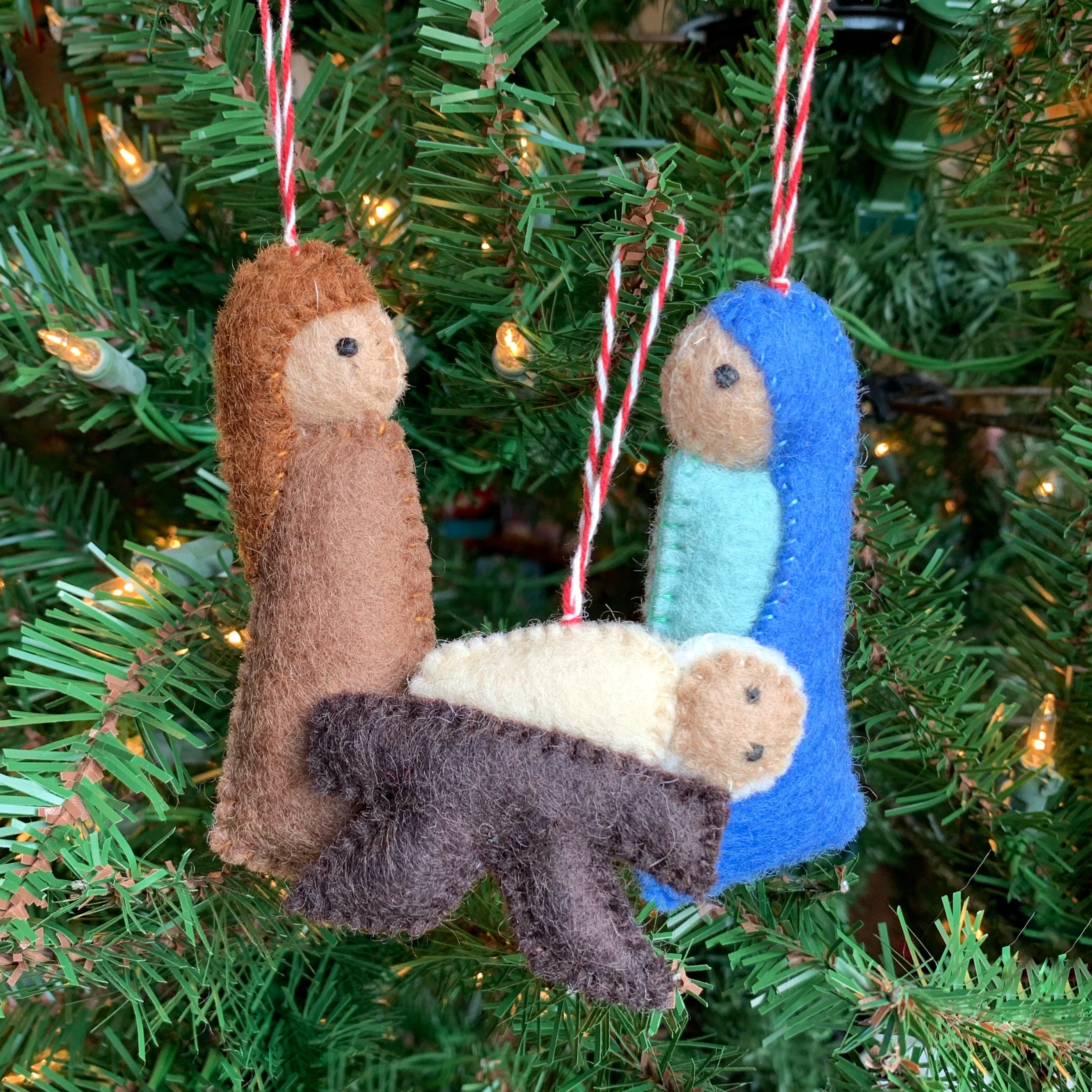Felt Nativity Ornament Set, Fair Trade Handmade Holy Family Christmas ...