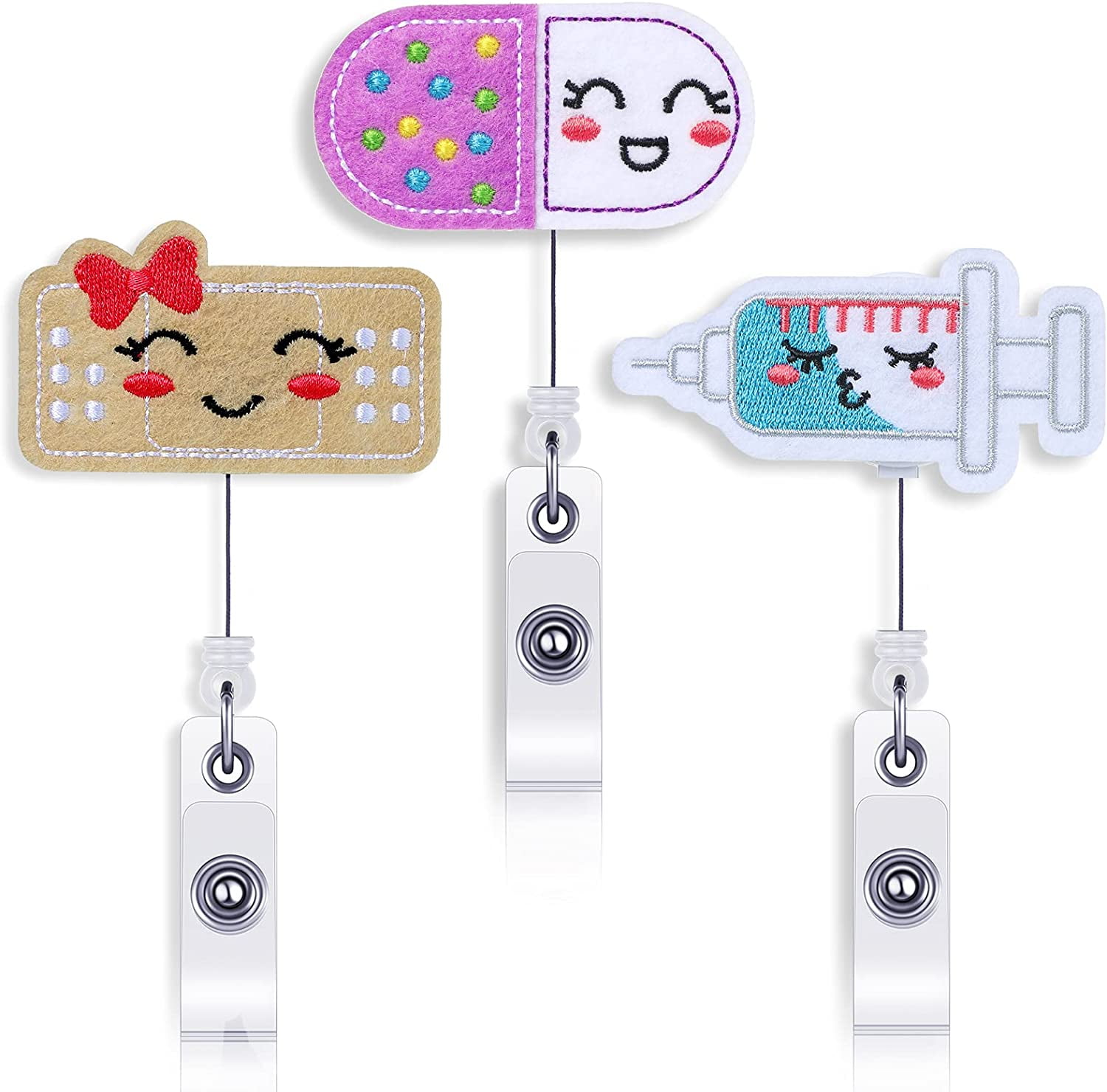 Felt Nurse Badge Reels, Pill Bandage And Syringe Retractable Badge ...