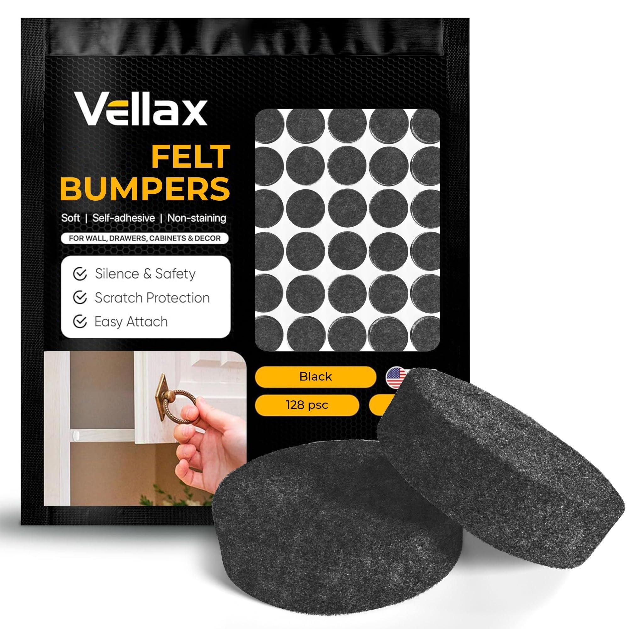 Felt Pads for Cabinet Doors 0.4 in Diameter 128 PCS Black Self Adhesive ...