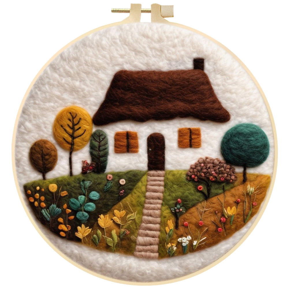 Felt Painting Set DIY Wool Felt Painting Kit Mountain House Needle Felt ...