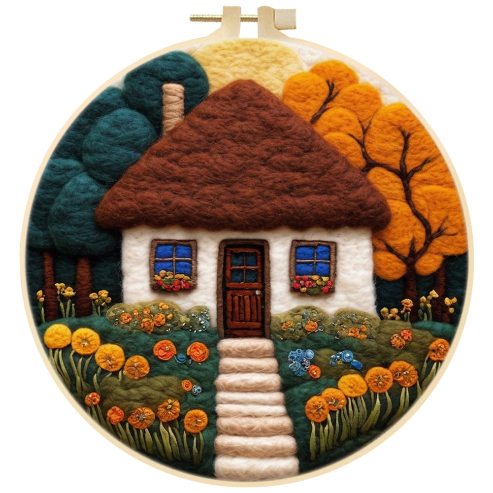 Felt Painting Set DIY Wool Felt Painting Kit Mountain House Needle Felt ...