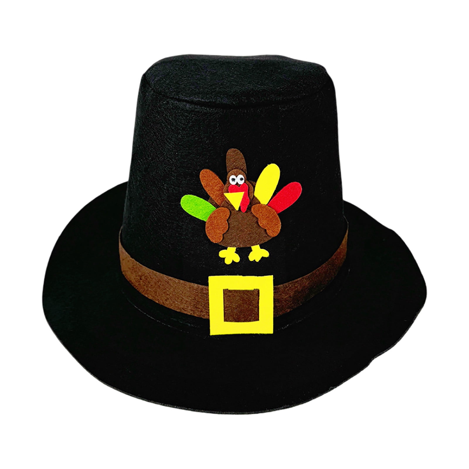 Felt Pilgrim Hats Adult Black Pilgrim Hat with Turkey Decoration ...