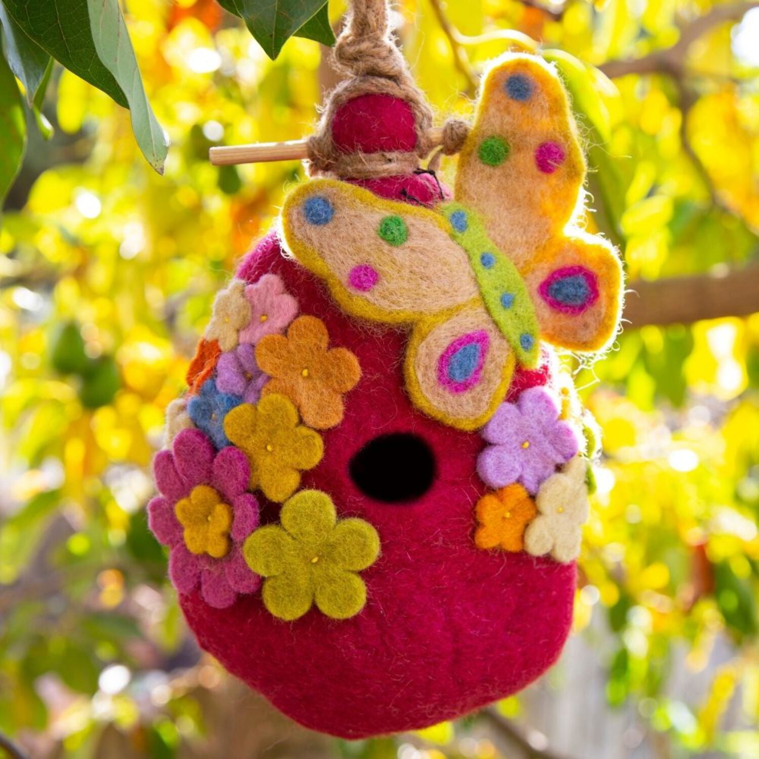 Felt Pink Butterfly Bird House - Walmart.com
