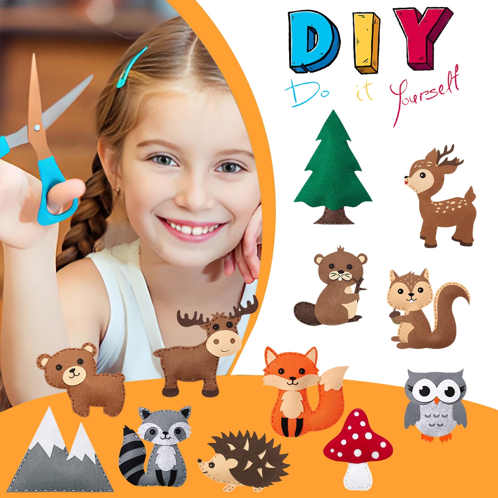 Felt Sewing Craft Kit | DIY Hand-Stitch Felt Fabric Educational Craft Set - Develop Fine Motor ...