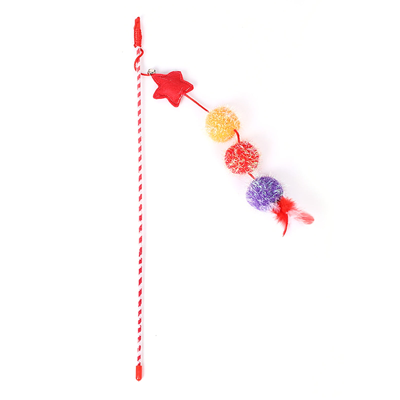 Felt Star Feather Teaser Stick Colorful Soft Hairball Star Cat Teaser ...