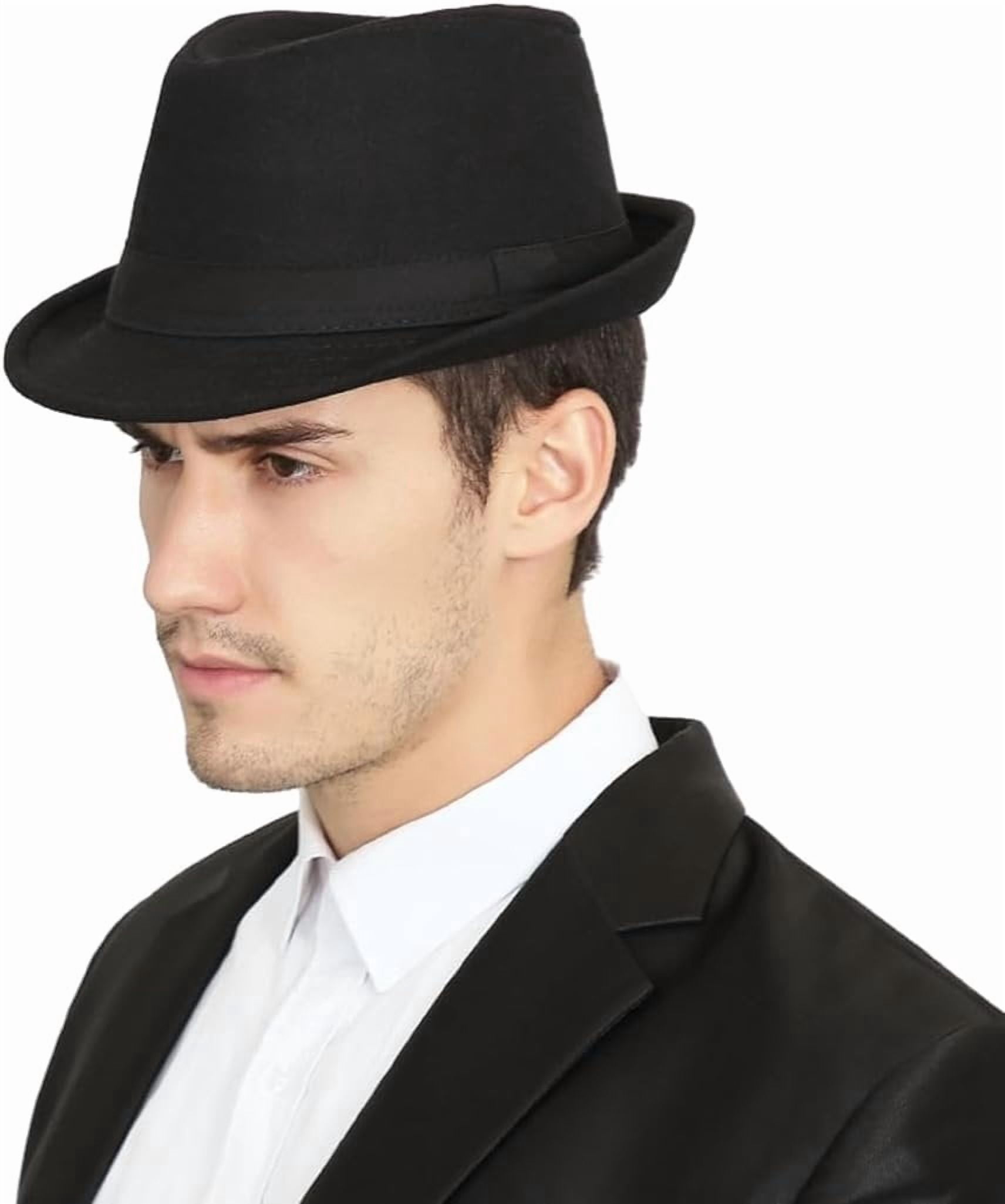 Felt Trilby Fedora Hat Short Brim Panama Jazz Hat 20s Bowler Cap for ...