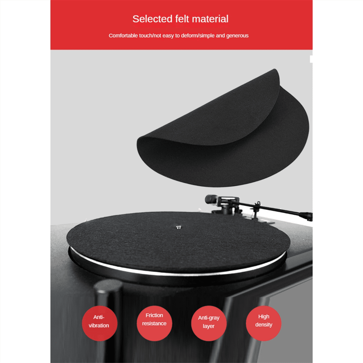Felt Turntable Platter Mat Slip Mat Audiophile 3mm Thick Turntable Mat ...
