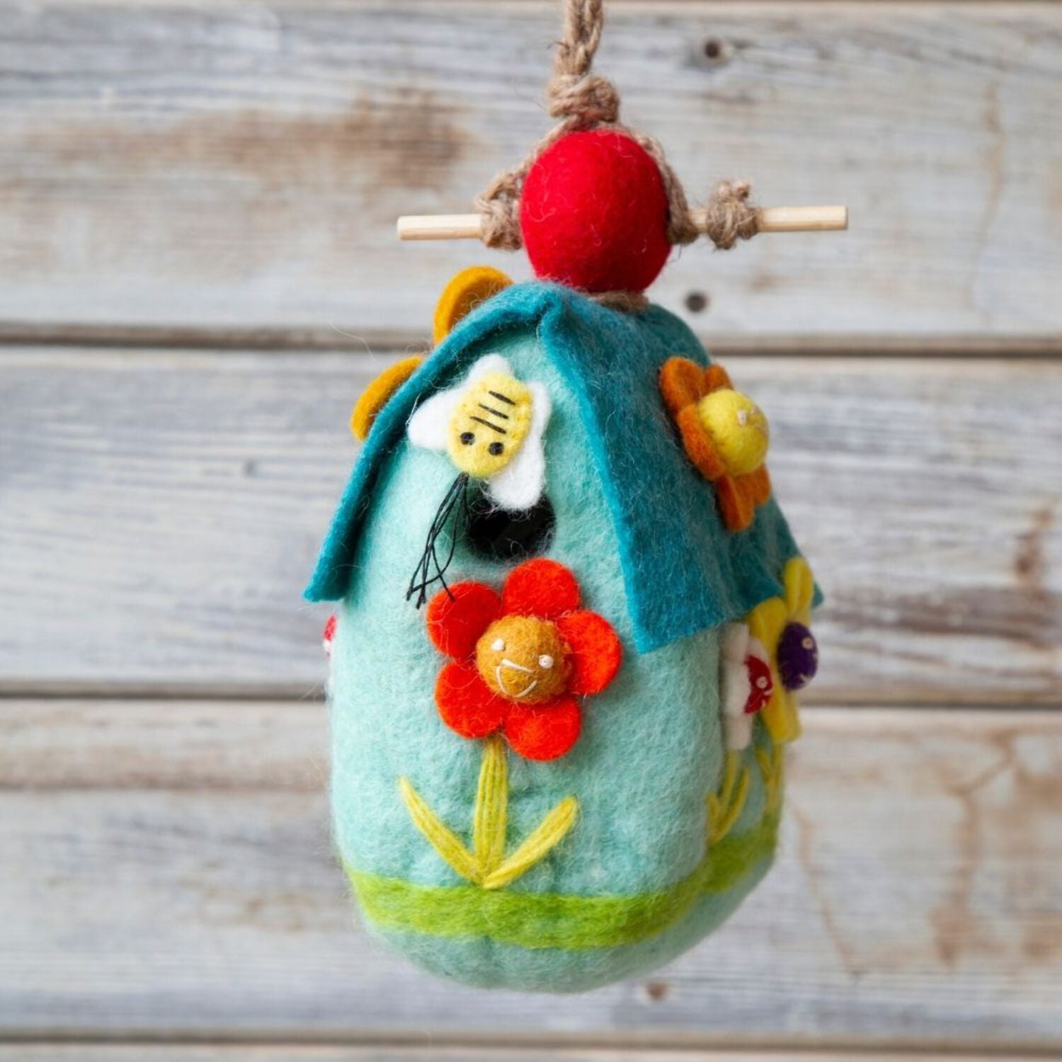 Felt Turquoise Bee Bird House - Walmart.com