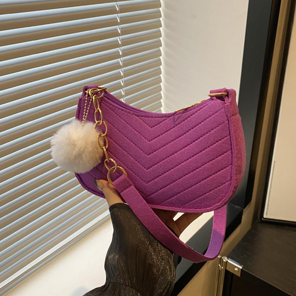 Felt Underarm Bag Winter Indentation Fashion Shoulder Solid-color ...
