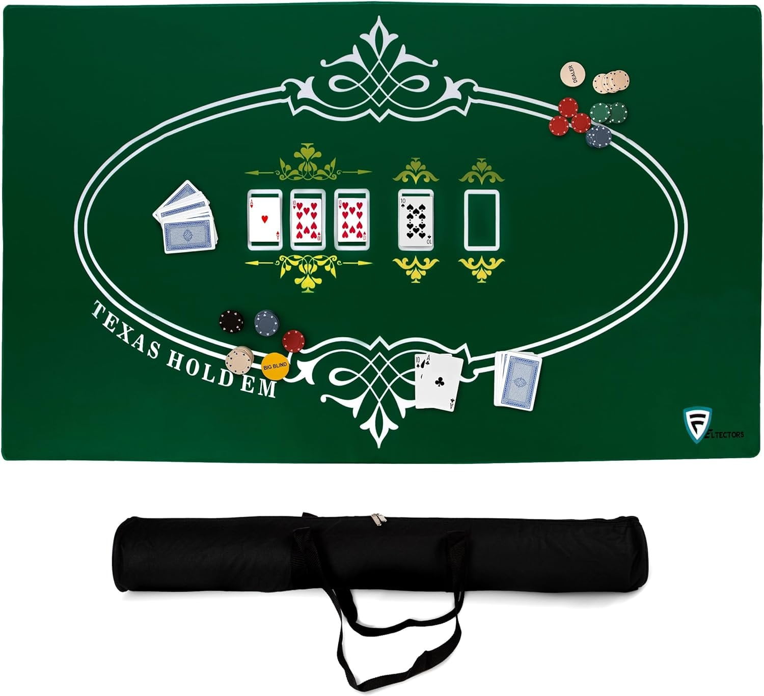 Feltectors Premium Texas Hold'em Poker Set: Neoprene Table Cover Mat 71 ...