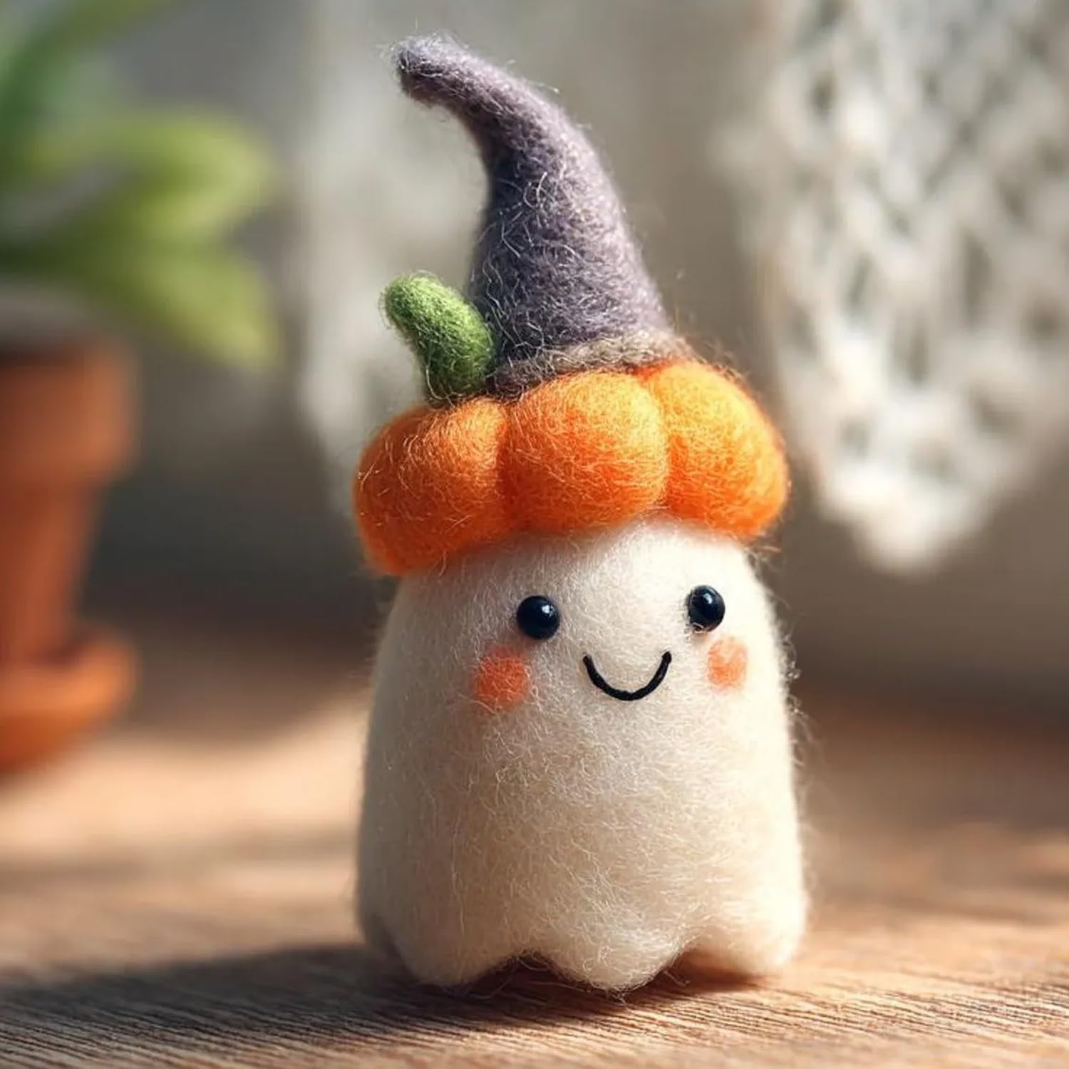 Felted Ghost Witch, Adopt a Ghost, Handmade Felt Halloween Ghost ...