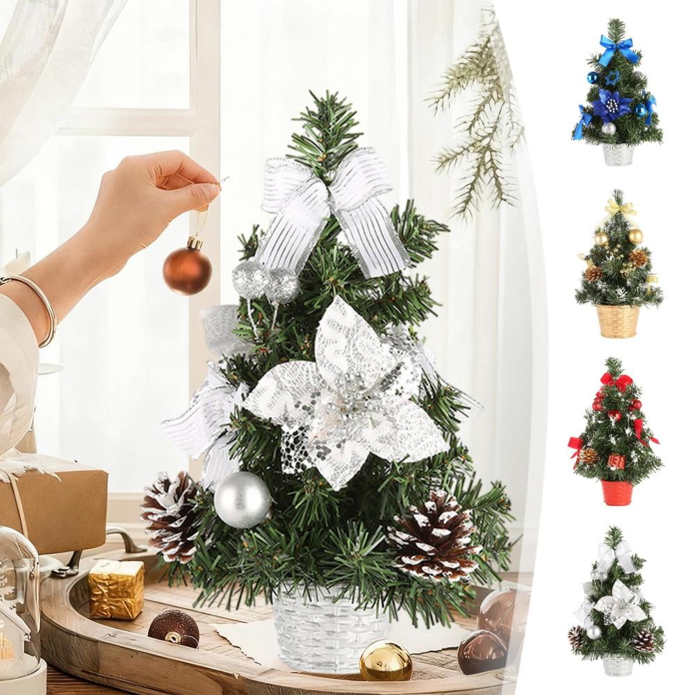 Feltree 12 Inch Retractable Mini Artificial Christmas Tree Pre ...
