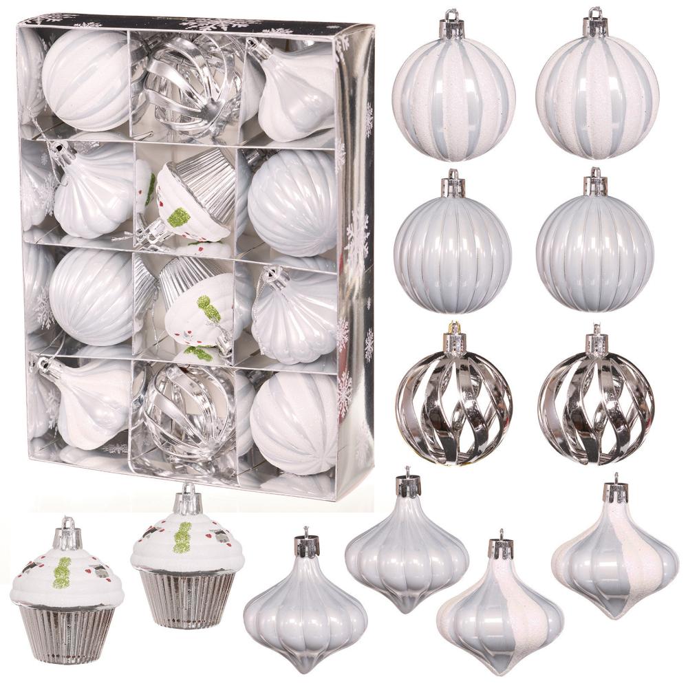 Feltree 12-Pack 2.5-Inch Christmas Tree Ornaments, Shatterproof Plastic ...