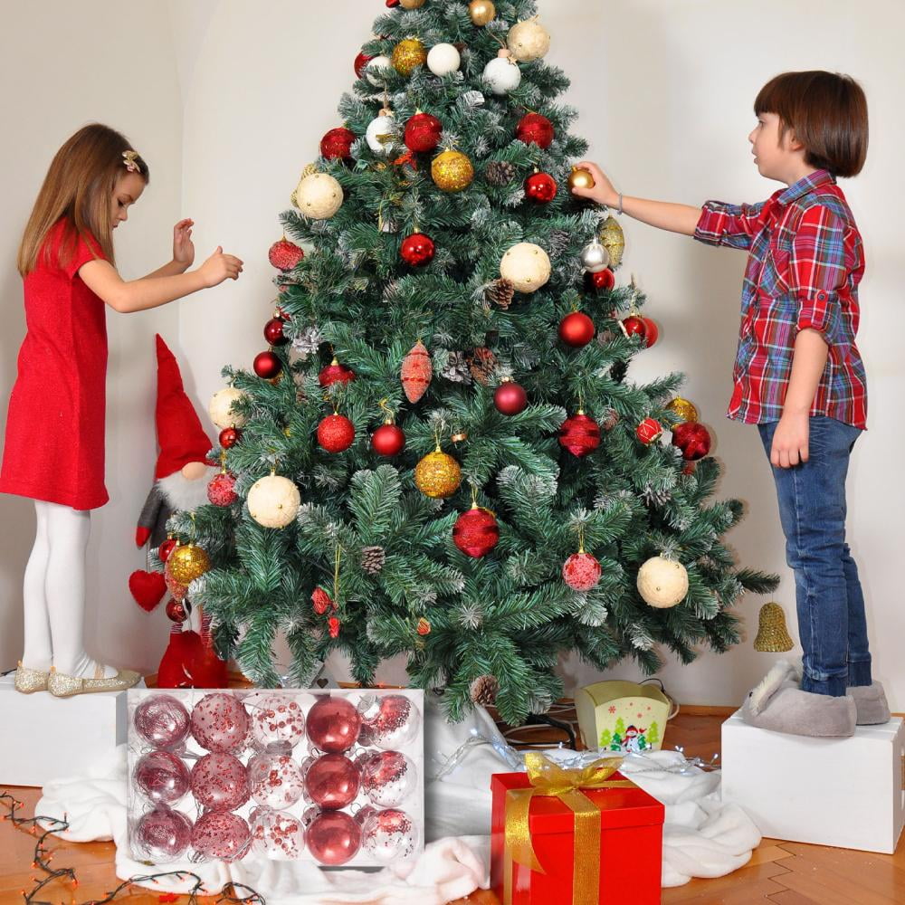 Feltree 30 Pcs Christmas Balls Set with Hanging Loops, Creative Color ...