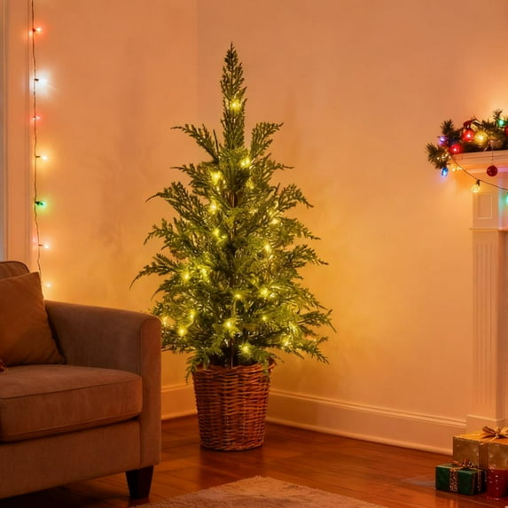 Feltree 35in Pre-Lit Artificial Christmas Tree with Warm White LED ...